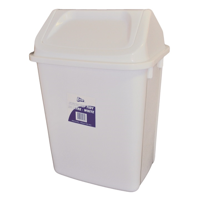 Edco Swing Top Tidy 30L - White — The Cleaners Room